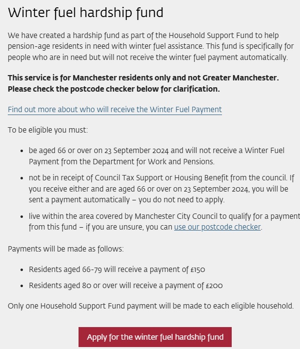 Council Winter Fuel Hardship Fund support – Chorlton Good Neighbours